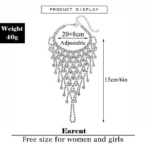 EARENT Rhinestone Bracelet Ring Silver Hand Chain Crystal Bangle Finger Ring Bracelets Wedding Hand Harness Hand Accessories for Women