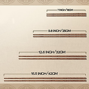 Sbirdbao Long Wooden Chopsticks Reusable for Noodles Frying Hotpot Cooking Dishwasher Safe Chop Sticks Set of 8 Pairs: 7 Inch, 9.8 Inch, 12.6 Inch, 16.5 Inch Brown Kitchen Gadgets