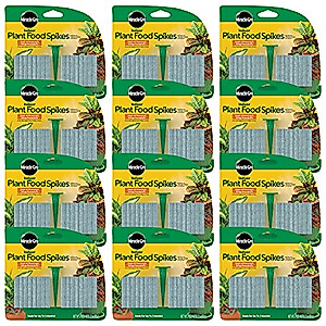 Scotts Indoor Plant Food Spikes, Includes 48 Spikes - Continuous Feeding for all Flowering and Foliage Houseplants - NPK 6-12-6, 48 Count (Pack of 12)