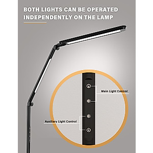 Homlife LED Desk Lamp, Dual Light Sources Desk Lamp for Home Office Dorm, Stepless CCT and Brightness Control with Remote, Adjustable Swing Arm