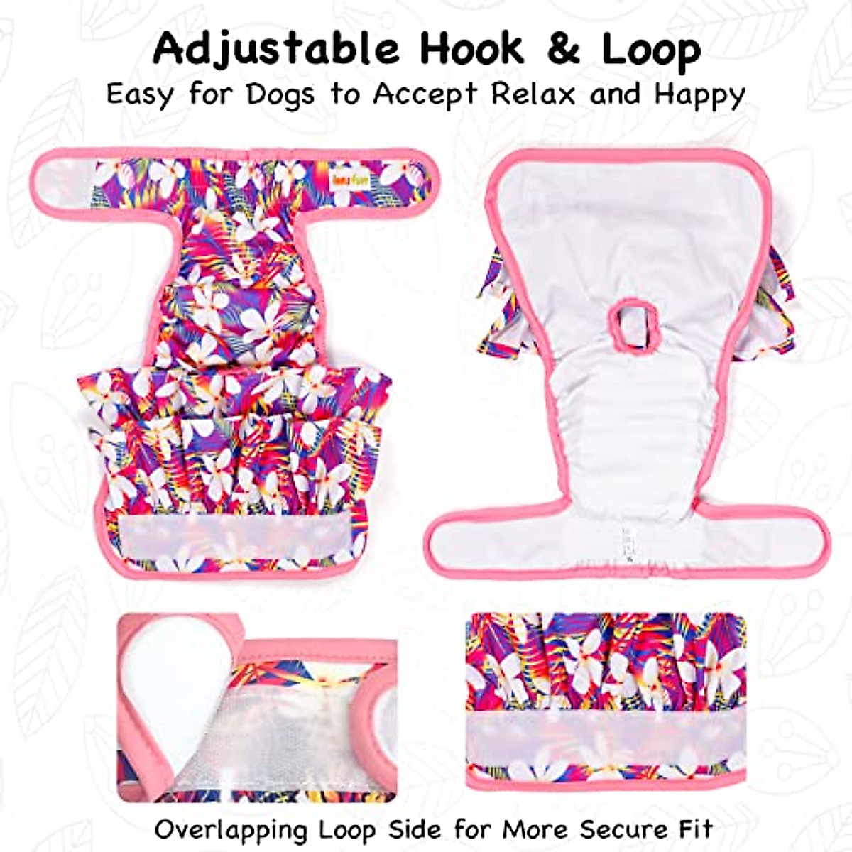 INNSFURR Dog Diapers Female for Heat Cycle Dog Period, Reusable Washable Dog Diapers (Pack of 3), Highly Absorbent with Strong & Flexible Velcro Medium (13”-19” Waist)