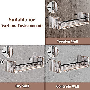 HOSOM Wall Shelves, Rustic Whitewashed Nursery Floating Wall Bookshelves, Organizer for Kids, Set of 3