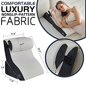 3PCS Qirroboni Orthopedic Bed Wedge Pillow Set, Adjustable Pillows for Neck, Back and Leg Pain Relief Comfortable & Post Surgery Foam - Heartburn, Anti Snoring, Acid Reflux GERD Sleeping Charcoal Grey