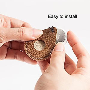 4 Pack Airtag Holder Leather Case Air Tag Cover Keychain GPS Tracker Remote Finder Key Travel Backpack Pet Locator, Black,Red,White,Brown