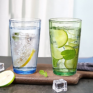 Hedume 6 Pack 17oz Unbreakable Premium Drinking Glasses, Set of 6 Stackable Tritan Tumbler Cups, Plastic Water Cups, BPA Free