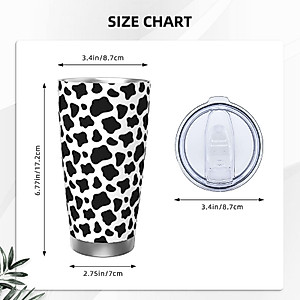 CHASOEA Cow Print Tumbler 20oz Animal Stainless Steel Vacuum Insulated Tumblers with Lid and Straw Travel Coffee Mug Tea Wine Cups Water Bottle Gifts for Women Cow Lovers