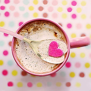 HISSF Dessert Spoons, Heart Shaped Spoons, 18/10 Stainless Steel Spoon Set 4 Pack, 6.7 inches, Ice Cream Spoons, Stirring Spoon