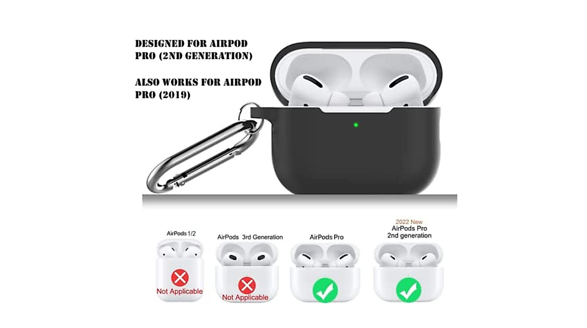 Airpod Pro Replacement Tips [6 Pairs] + Black Silicone Case for Airpods ...