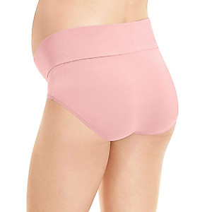 Playtex Women's Maternity Fold Down Modern Brief Panties 3-Pack, Crystal Grey Heather/Cafe Blue Lait/Black, Large