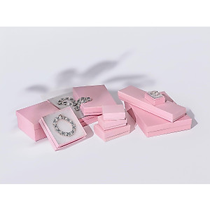 TheDisplayGuys - 100-Pack #32 Cotton Filled Cardboard Paper Jewelry Boxes Gift Case - Pastel Pink (3.3" x 2.3" x 1.0") - for Shipping or Storage
