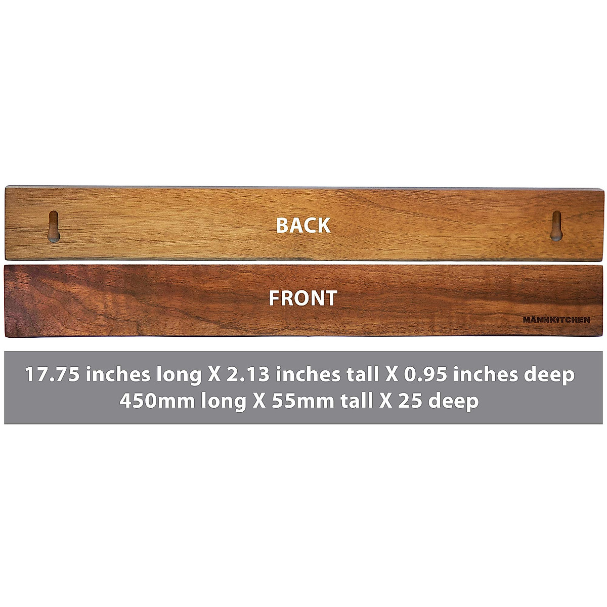 MANNKITCHEN Magnetic Knife Strip, 18 inch Extra Powerful Knife Holder for Big and Heavy Knives, Black Walnut Wood, Wall Mount