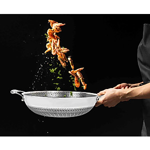 AUDANNE Wok Pans with Lid, 12.5" Large Stainless Steel Honeycomb Skillet with Handle - PFAS & PFOA Free, Induction Cooking Fry Woks, 12.5 inch Black