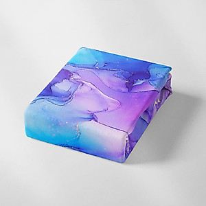 Jingzhang Tie Dye Bed Set Colorful Marble Teen Girl Bedding Watercolor Pastel Pink Blue Purple Duvet Cover Set Marble Abstract Kids Bed Set 3 Piece Bright Girly Bedspreads (King)