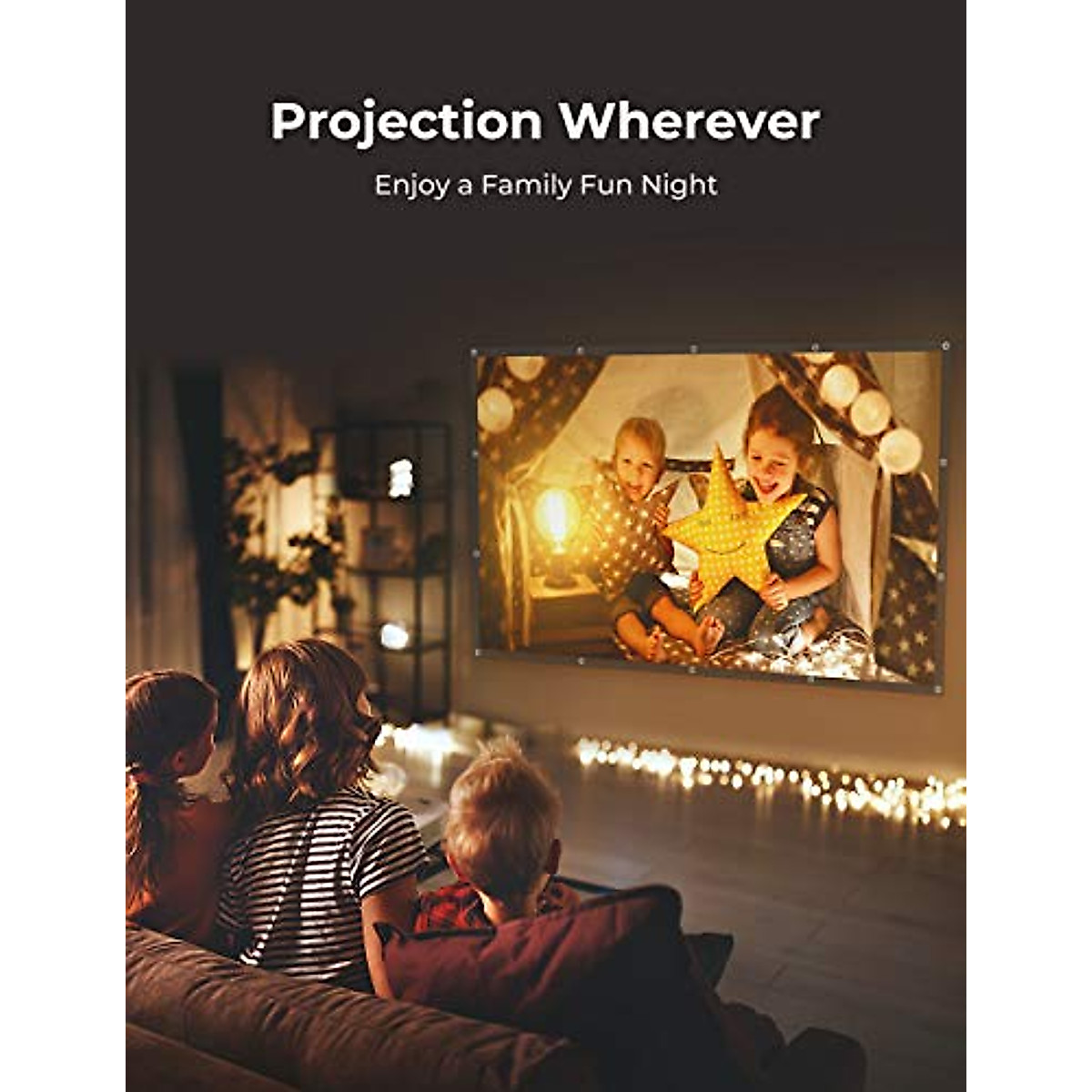 100 inch Projection Screen, 16:9 Foldable Anti-Crease Portable Projector Movies Screens Double Sided Video Projector Screen for Home, Party, Office, Classroom