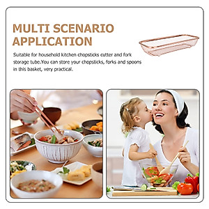 Cabilock Desktop Utensil Basket Utensil Drawer Organizer Chopsticks Storage Basket Cutlery Tray Silverware Flatware Kitchen Utensil Cutlery Tray for Home Shop Rose Gold