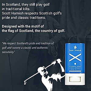 Scott Hamish Classic Golf Sun Stick SPF50+ PA++++ UVA/UVB Sunscreen Stick with Vitamin C – Water Resistant & Intensive Sunblock Stick to Hydrate & Smoothen Wrinkles - No White Cast, Non-Greasy, 0.63oz.