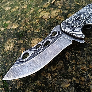 Pocket Knife for Men, Folding Knife With Clip & 3D DRAGON Relief, Embossed Edc Knife For Men Outdoor Survival Camping Hiking hunting
