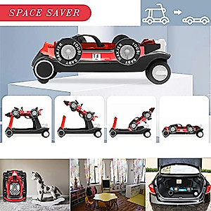 CAM2-KIDS 4-in-1 Baby Walker, Foldable Activity Walker with Adjustable Height & Speed, Music, Lights, Steering Wheel, Activity Baby Push Walker for Boys Girls Aged 6–18 Months (red)