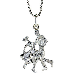 Sterling Silver Ballroom Dancers Pendant, 7/8 inch Tall