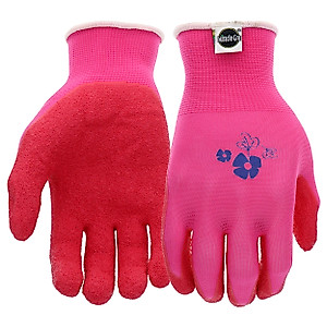 Miracle-Gro MG37168 Lightweight Slip Resistant Gloves - [1 Pair] X-Small Latex Dipped Gardening Gloves, Latex Coated Palm and Stretch Knit