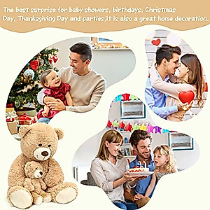 MorisMos Giant Teddy Bear Mommy and Baby Bear Soft Plush Bear Stuffed Animal for Teddy Bear Baby Shower, Tan, 39 Inches