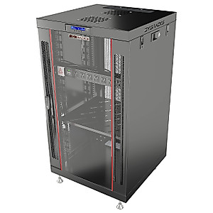 Sysracks 18U 24inch Deep Server Rack Cabinet It Enclosure Premium Series Data It Locking Under Desk Network Rack with Wheels PDU and Other Accessories