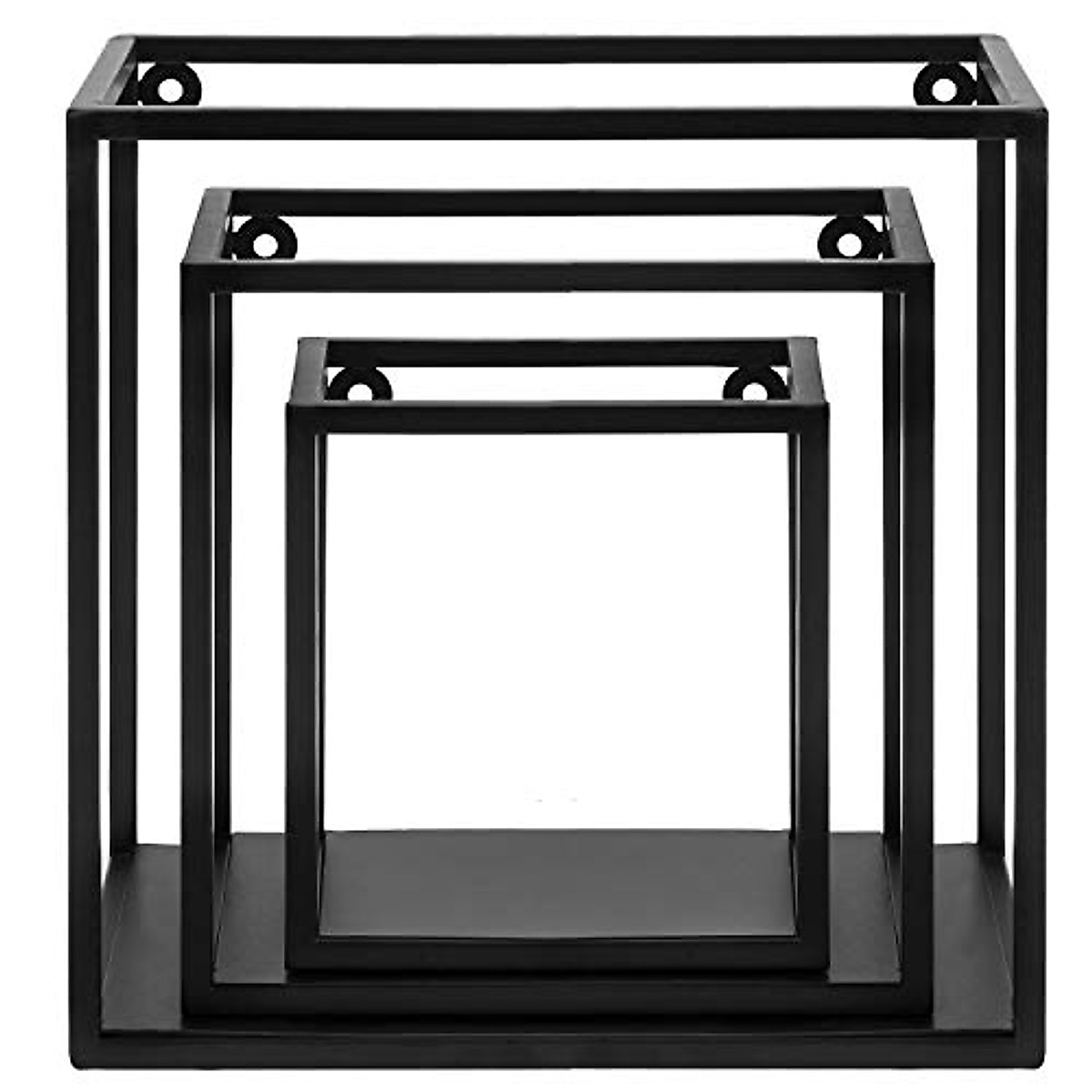 MyGift Black Metal Cube-Frame Wall Hanging Shelves, Set of 3