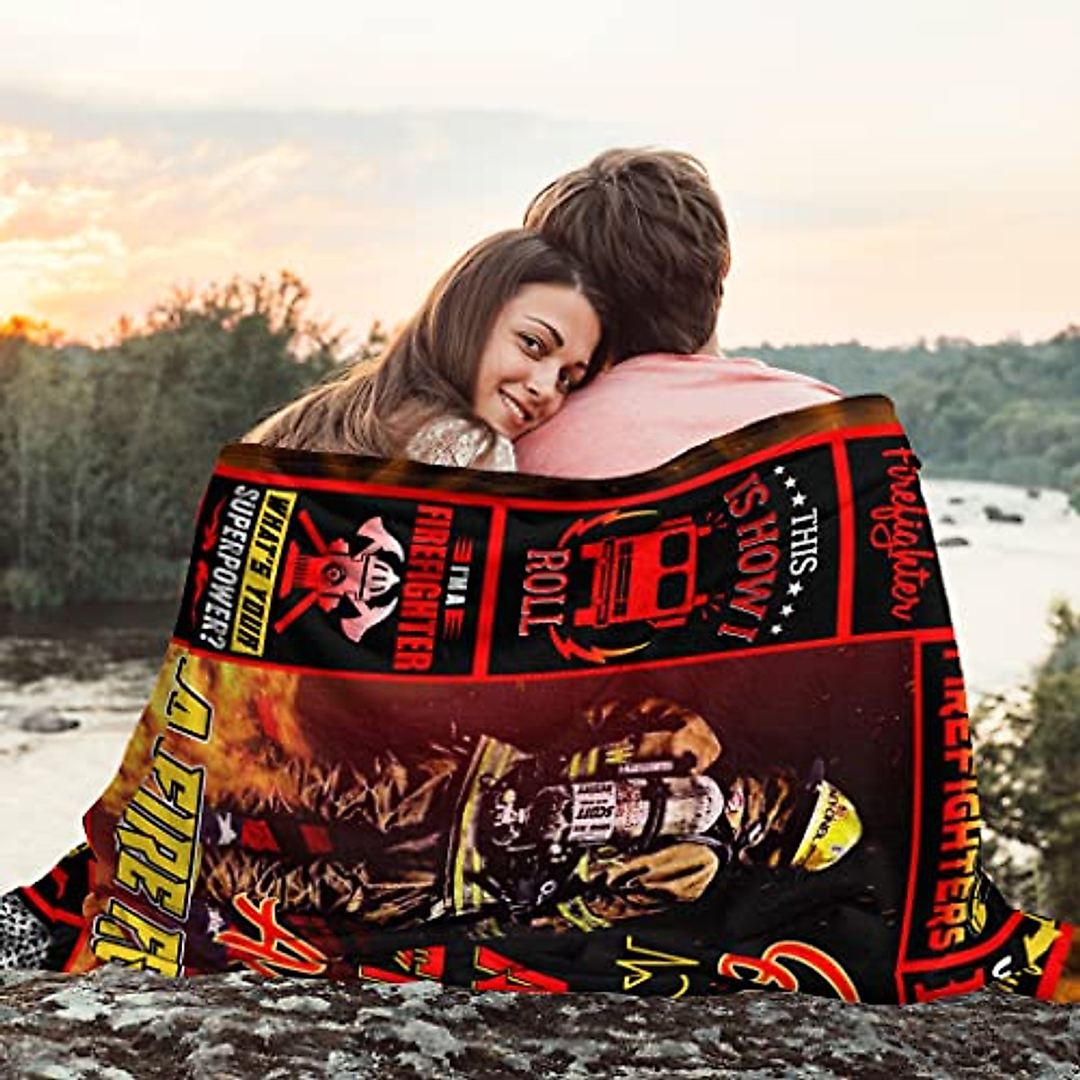 Firefighter Gifts for Men, Fire Department Gifts, Fire Fighter Gifts for Adults, Firefighter Birthday Party Decorations, Fireman Gifts for Men Firefighter Fathers Day Blanket 60x50 Inch