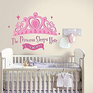 RoomMates RMK1787GM Princess Sleeps Here Peel and Stick Giant Wall Decal with Personalization , Pink