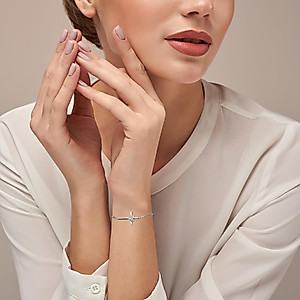 YZSFMZGE Cross Bracelet 925 Sterling Silver Bracelets for Women Adjustable Bracelet