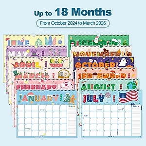 SUNEE Calendar 2024-2025- 18 Months Wall Calendar Oct. 2024 - Mar. 2026, 14.5"x11.5" Big Grid Hanging Calendar with Note for Organizing & Planning, Cute