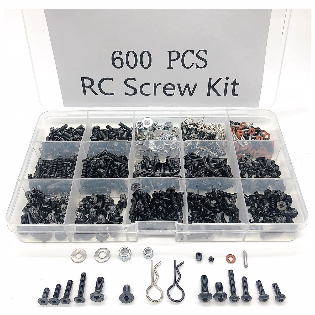 TEIRAY RC Car Repair Work Stand Repair Tool Set 360 Degree Rotation and 600 PCS RC Screws Kit and Screws Pallet Kit and RC Screwdrivers for 1/8 1/10 1/12 1/16 1/18 RC Car Truck Crawler (Black)