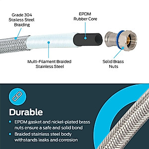 Eastman 18 Inch Steel-Flex Water Heater Connector, 3/4 Inch x 3/4 Inch FIP Swivel, Braided Stainless Steel Water Heater Connectors, 48251