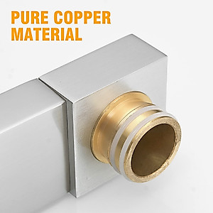 BESy Freestanding Bathtub Faucet Waterfall Tub Filler Brushed Nickel Floor Mount Brass Single Handle Bathroom Tub Faucets with 2 Function Hand Shower Wand