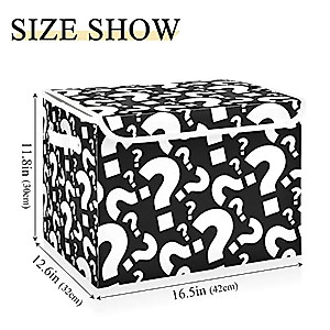 Kigai Question Mark Pattern Lidded Home Storage Bins, Foldable Storage Basket with Double Handle, Flip-Top Storage Box for Toys Clothes Documents