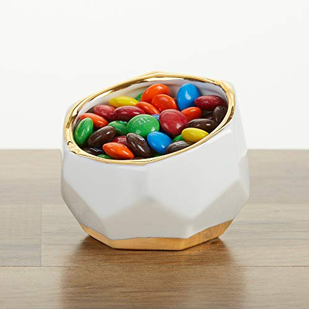 Kate Aspen 23216NA Geometric Ceramic Planters Decorative Bowls (Set of 2) Trinket Dish, Home, Room, Desk, Table Décor, One Size, White