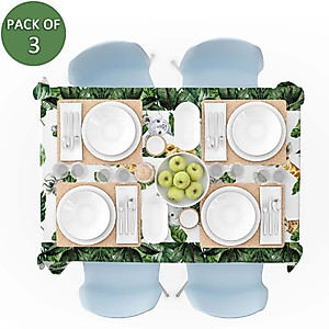 Yuzioey 3 Pack Jungle Safari Tablecloths Wild Animals Table Cover, Safari Baby Shower Decorations, 108" x 54" Wild One Birthday Party Supplies