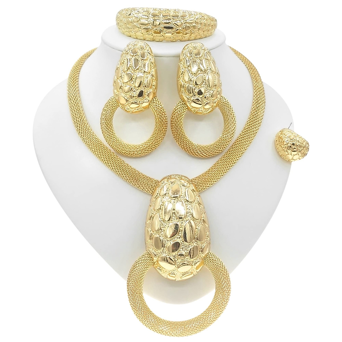 Necklaces for Women 24K Gold Dubai Gold Accessories for Women Nigerian Jewelry Set on Wedding Party Fashion Jewelry Sets (Gold64)