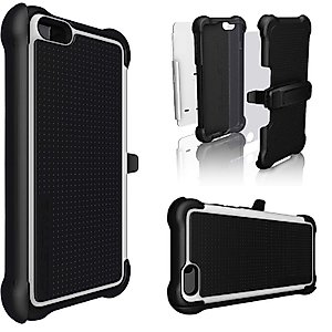 Ballistic for iPhone 6S Plus / 6 Plus Holster Case,TJ Tough Jacket Maxx, Screen Protector, Rugged and Heavy Duty Defender Cover W/Belt Clip Holder (Black/White)