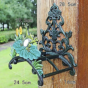 Heavy Duty Garden Hose Holder Water Hose Holder Wall Mount Garden Butler Hose Hanger Wrought Iron Craft Graceful Pattern Decorative Garden (B)