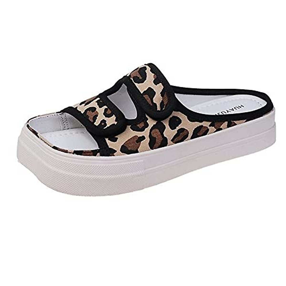 Womens Casual Slide Sandals Low Heeled Comfy Open Toe Slip on Anti Slip Hook and Loop Shoes for Outdoor