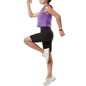 GIVON Womens Actvicewear Sleeveless Hoodie Crop Tank Tops Workout Sweatshirt / DCF179-LAVENDER-XL