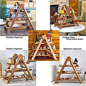 Noriginalic 3 Tier Serving Tray Acacia Wood Serving Tray for Party Charcuterie Boards Fruit Bowl Cupcake Stand