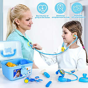 Kids Doctor Kit for Toddlers 3-5 Boys Girls,32 Pcs Toddler Dress Up Pretend Play Dentist Medical Kit Kids Doctor Playset with Stethoscope Costume Gifts Educactional Toys for 3 4 5 Year Old Boys