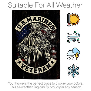 Marines Veteran House Flag - Armed Forces Marine Corps USMC Semper Fi United State American Military Retire - Decoration Banner Small Garden Yard Gift Double-Sided Made In USA 28 X 40