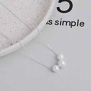 MIDEEO Dainty Pearl Necklaces for Women 14K Silver Plated Pearl Necklaces Pearl Chain Necklace Exquisite Choker Jewelry Gifts