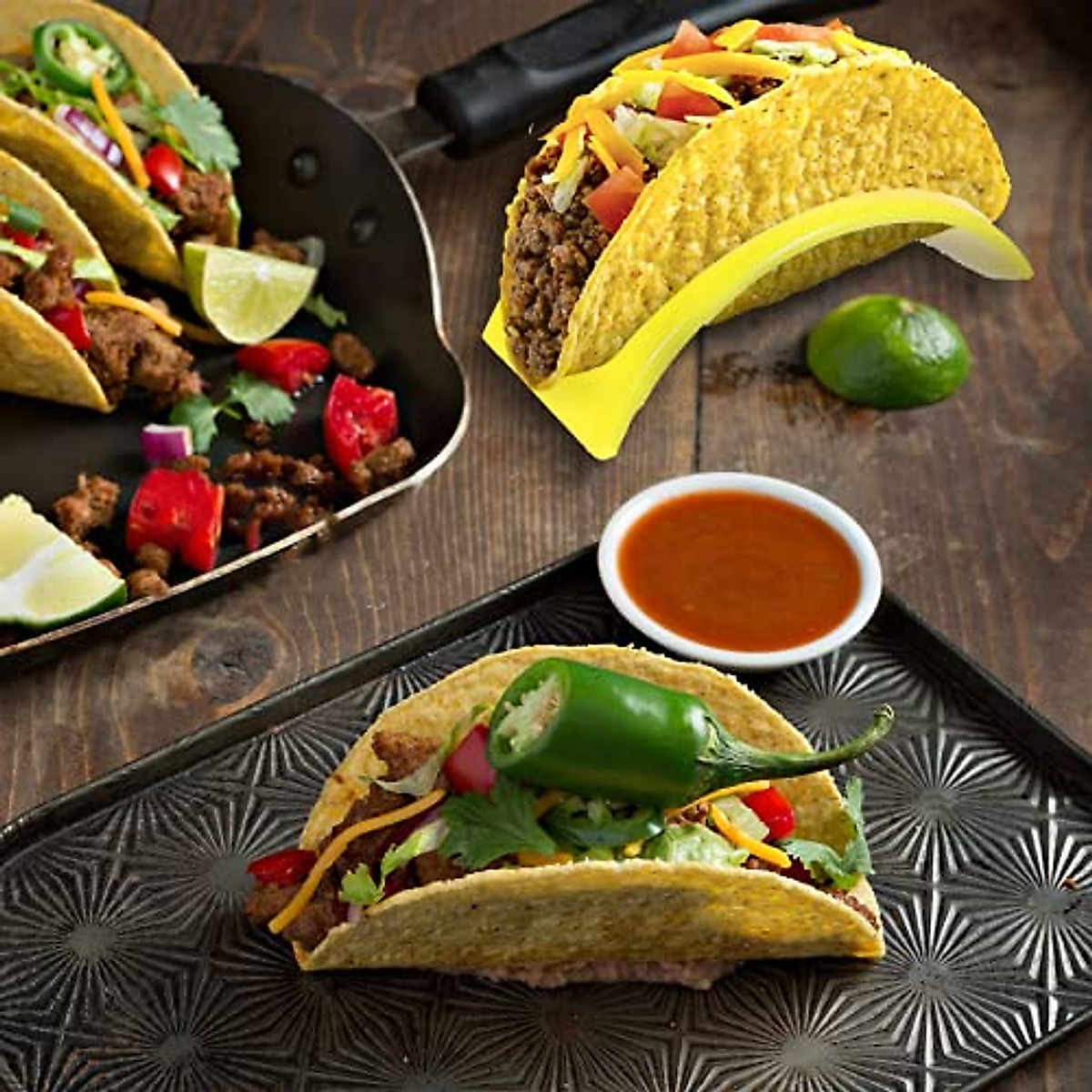 Ximimark 12 pcs Colorful Taco Holder Stand For Soft & Hard Shell Taco Microwave Safe