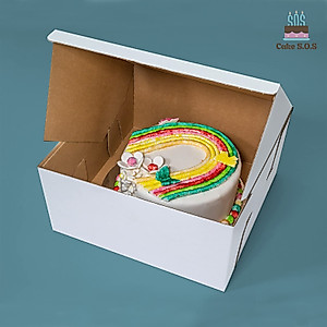 12x12x6 inches Corrugated Heavy-Duty White/Brown Sturdy Kraft Cake Boxes (50-Pack)