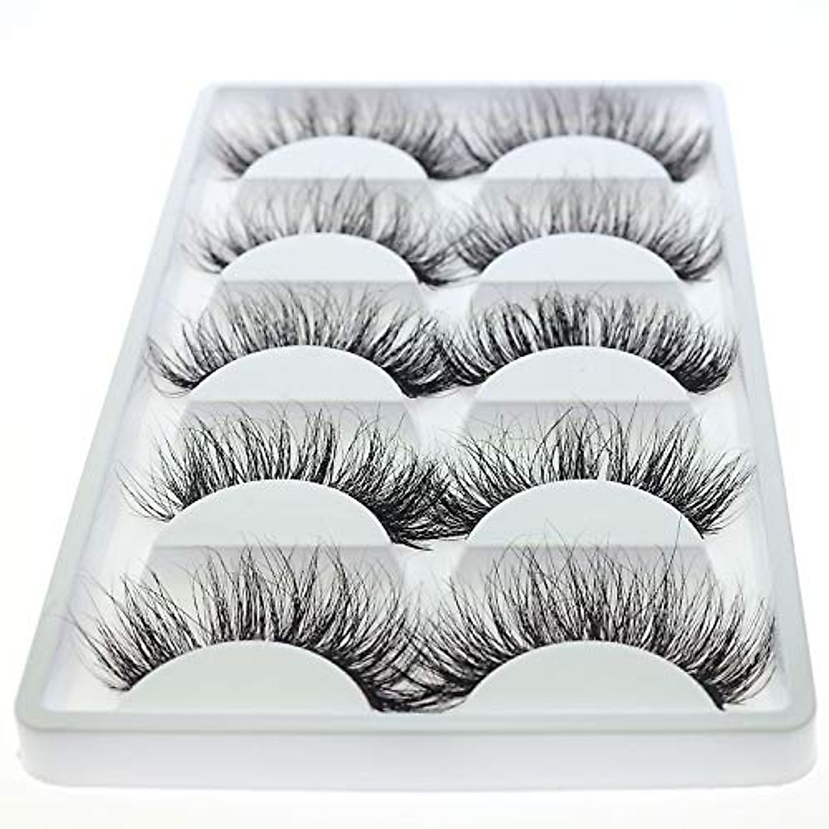 3D Mink False Eyelash LASGOOS Degisn Luxurious Natural Messy Volume Fluffy Long Hot Fake Eyelashes 5 Pairs/Box A11-5