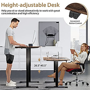 Tangkula 55 x 28 Inch Large Electric Standing Desk, Height Adjustable Sit to Stand Desk with Powerful Motor & Anti-Collision Design, Ergonomic Stand Up Workstation with Metal Frame, Home Office Desk